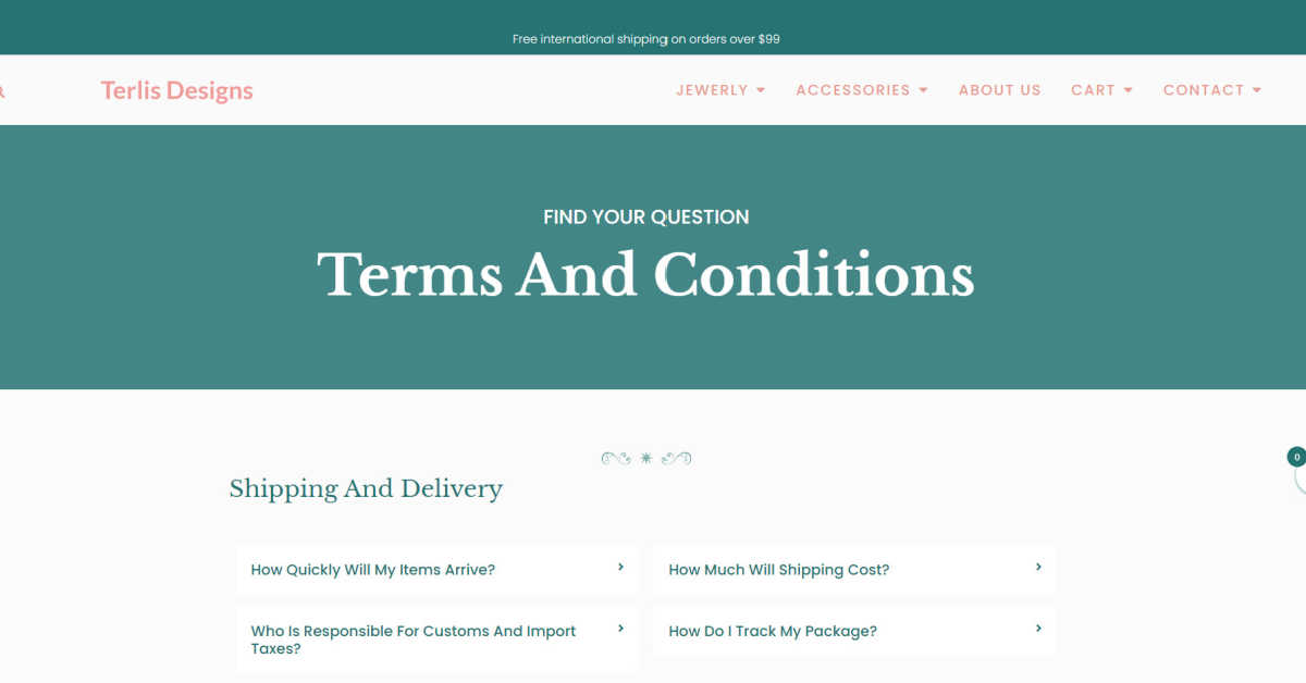 Terms & Conditions - Terlis Designs