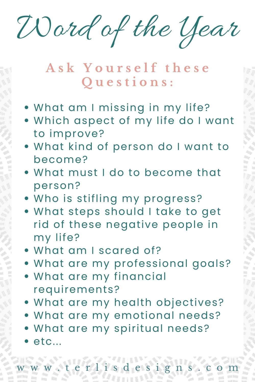 Word of the Year | 350 personal words of the year Ideas - Terlis Designs